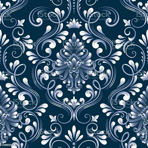 벡터 블루 다 마스크 완벽 한 패턴 요소입니다 고전적인 호화 스러운 구식 다 마스크 장식 벽지 직물 포장을 위한 로얄 빅토리아
