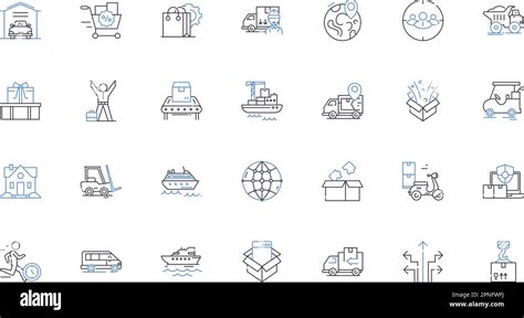 Fleet Management Line Icons Collection Tracking Optimization Maintenance Logistics