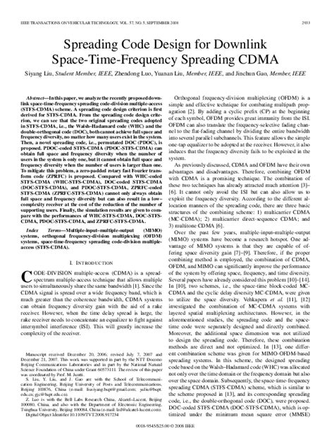 Pdf Spreading Code Design For Downlink Space Time Frequency Spreading