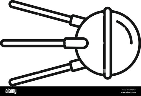 Simple Line Art Icon Of A Space Satellite Orbiting Earth Transmitting