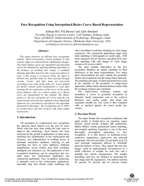 Pdf Face Recognition Using Interpolated Bezier Curve Based Representation