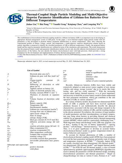 Thermal Coupled Single Particle Modeling And Multi Objective Stepwise Parameter Identification
