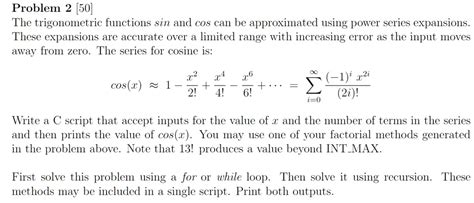 Problem 2 50 The Trigonometric Functions Sin And Cos Can Be