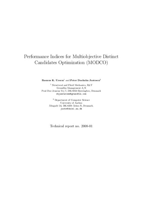 Pdf Performance Indices For Multiobjective Distinct Candidates
