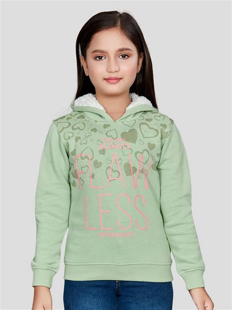 Buy Peppermint Girls Printed Hooded Sweatshirt Sweatshirts For Girls