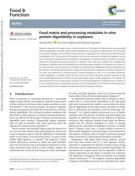 Pdf Food Matrix And Processing Modulates In Vitro Protein
