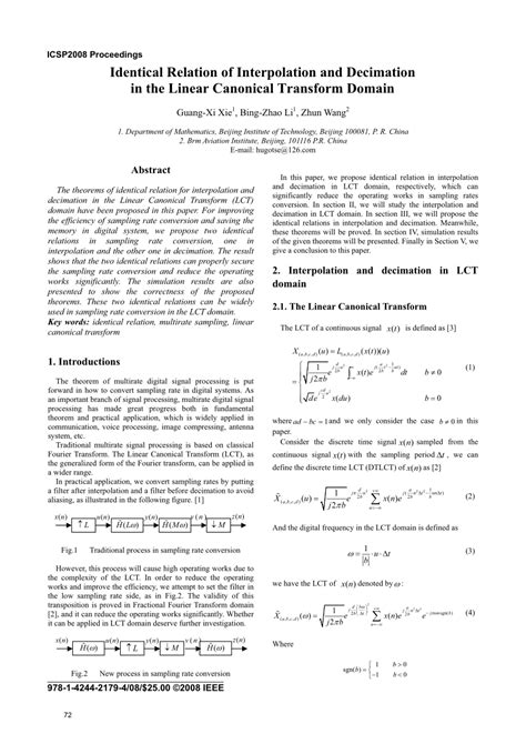 Pdf Identical Relation Of Interpolation And Decimation In The Linear Canonical Transform Domain