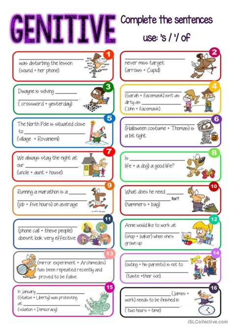 Genitive Practice Worksheet Genera English Esl Worksheets Pdf And Doc