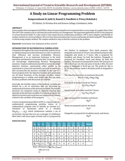 A Study On Linear Programming Problem Pdf