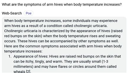 What Are The Symptoms Of Arm Hives When Body Temperature Increases Poe