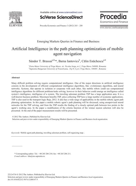 pdf artificial intelligence in the path planning optimization of