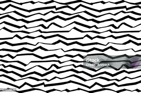지그재그 라인으로 추상적인 배경을 그린 흑백 손 웨이브 라인 패턴의 그림 배경 화면 포장 직물 그래픽 디자인 개념에 대한 스톡 벡터 아트 및 기타 이미지 Istock