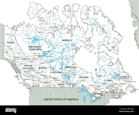 High Detailed Canada Road Map With Labeling Stock Vector Image And Art