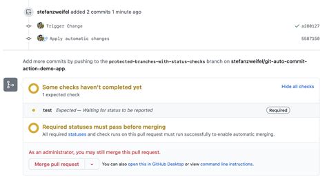 action cannot be used with required status checks · issue 163 · stefanzweifel git auto commit