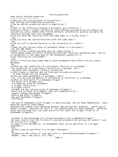 Oracle Questions Pdf Plsql Database Index