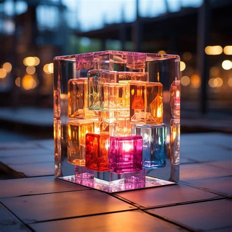 Premium Ai Image A Cube Lamp Colorful Design