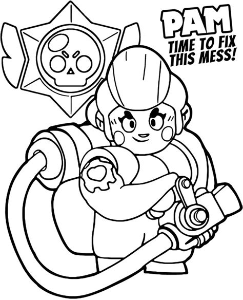 Pam Coloring Page Brawl Stars