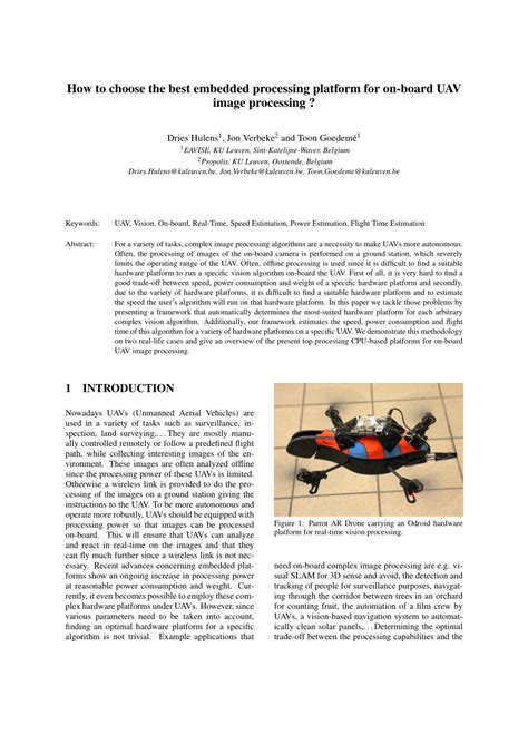 Pdf How To Choose The Best Embedded Processing Platform For On Board Uav Image Processing