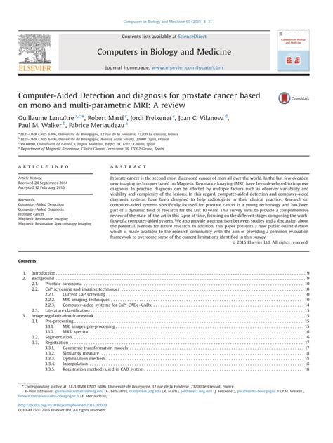 Pdf Computer Aided Detection And Diagnosis For Prostate Cancer Based On Mono And Multi