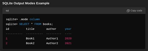 Sqlite How To Format Your Query Results With The `mode` Command