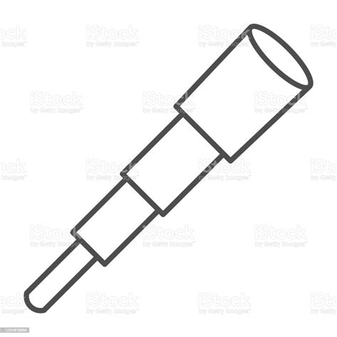 스파이 글래스 얇은 라인 아이콘 네비게이션 개념 흰색 배경에 망원경 기호 모바일 개념 및 웹 디자인을위한 윤곽 스타일 세일러 스파이 글라스 아이콘 벡터 그래픽