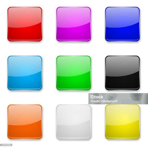 사각 유리 버튼 3d 아이콘의 색된 설정 0명에 대한 스톡 벡터 아트 및 기타 이미지 0명 3차원 형태 검은색 Istock