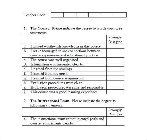 Free 6 Class Evaluation Samples In Pdf Ms Word
