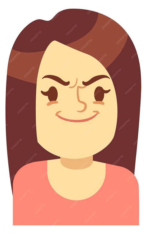 Premium Vector Evil Grin Female Face Expression Woman Portrait