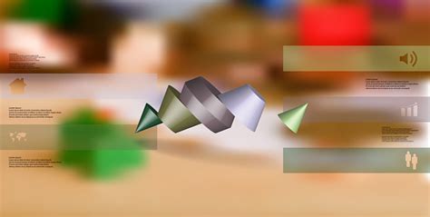 3d 그림 Infographic 템플릿입니다 두 개의 아군된 콘 5 색상 부분에 나뉘어져 있습니다 개체는 비스듬히 흐린된 사진 배경에 배치 합니다 간단한 기호로 색상 막대는