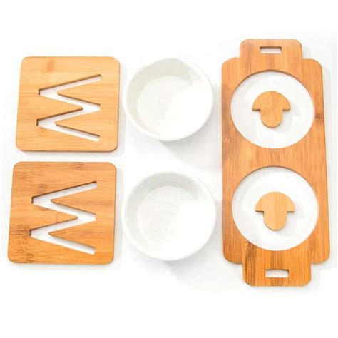 Wooden Frame Twin Raised Bowls Paws And Tails