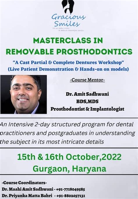 Masterclass In Removable Prosthodontics By Dr Amit Sadhwani Gurgaon