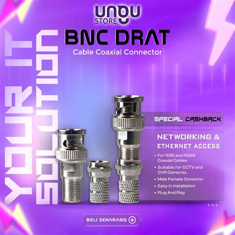 Jual Konektor Bnc Drat Jack Cctv Bnc Drat Connector Kabel Cctv Rg59