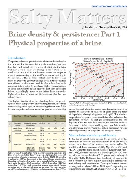 58 Brine Persistence Part 1 Physical Properties Pdf Salinity Seawater