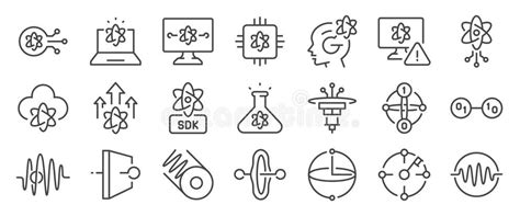 Quantum Computing Icon Set It Included Qubit Cloud Physic Computer Circuit Cloud And More