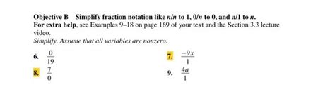 Solved Objective B Simplify Fraction Notation Like N N To Chegg