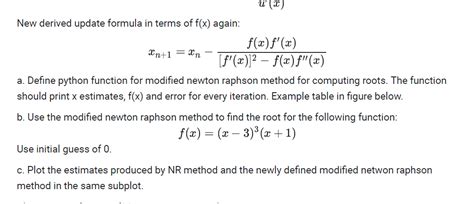 Solved Modified Newton Raphson Method For Root Estimation Chegg