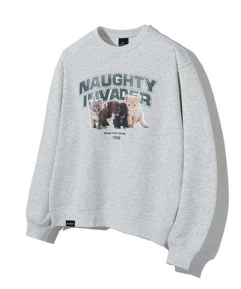 그루브라임groove Rhyme Naughty Invader Sweatshirt Oatmeal Grey