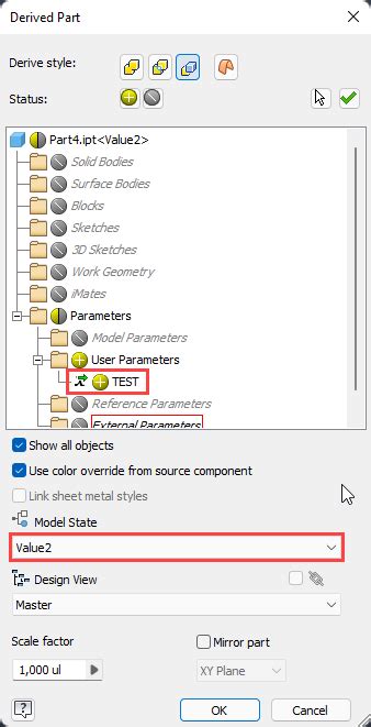 Parameters Linked In An Inventor File Always Received From Primary Model State