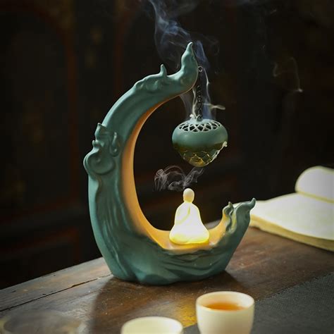 Qiling Aura Zen Monk Ceramic Backflow Incense Burner