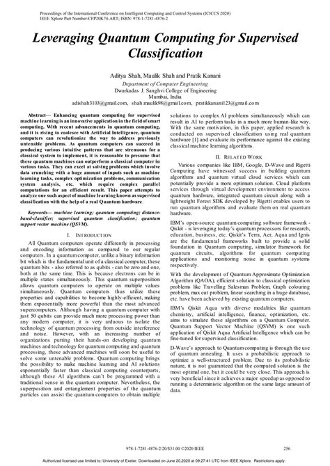 Pdf Leveraging Quantum Computing For Supervised Classification