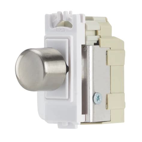 Contactum 2 Way LED Grid Dimmer Switch Brushed Steel With White Inserts Screwfix