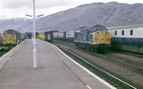 Original 35mm Slide Br Class 37s No 37027 And 37037 At Ft William