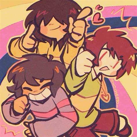Kris Chara And Frisk Kfc Undertale Drawings Undertale Cute
