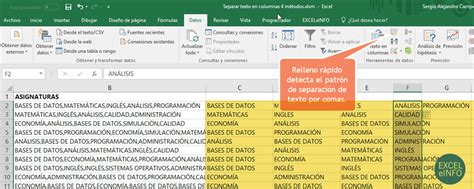 Separar texto en columnas en Excel con relleno rápido fórmulas y macros vba Sergio Alejandro