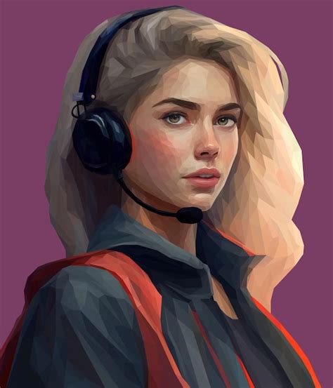 Premium Vector Geometric Illustration Of A Gamer Girl With Headphones