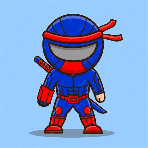 Premium Vector Cute Ninja Bot In Cartoon Illustration