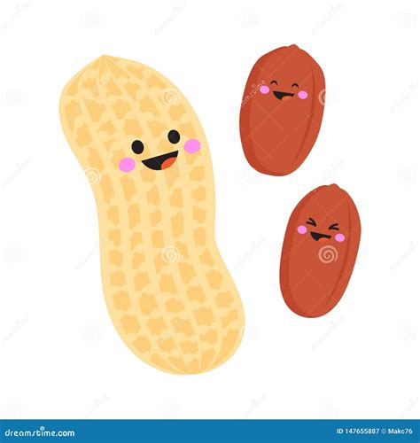 Cute Peanut Characters Stock Vector Illustration Of Expression 147655887
