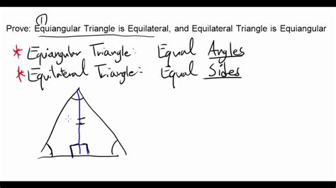 Prove Equiangular Triangle Is Equilateral And Equilateral Triangle Is Equiangular Youtube