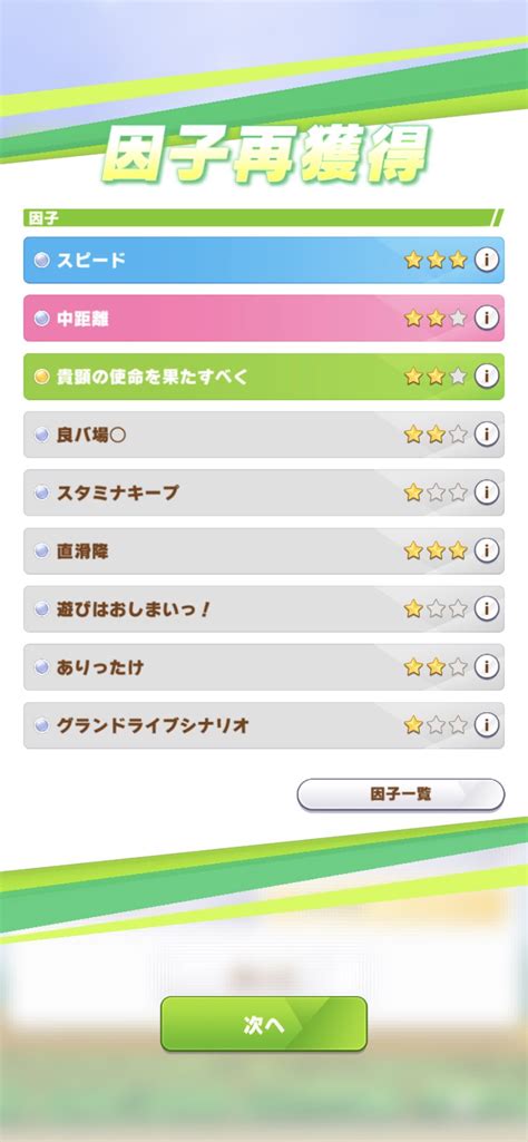 アキ On Twitter スピ3スタ5中距離7で直滑降因子持ち。割と手持ちとしてはいいのできたかもしれない。スピがパワーならなお嬉しかっ