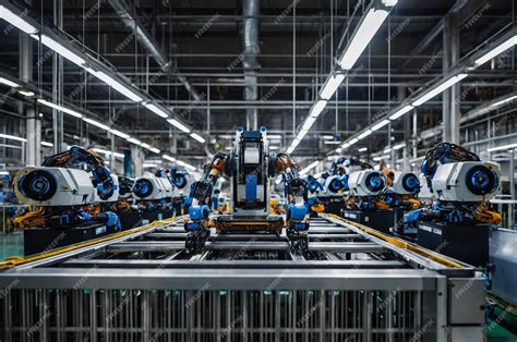 Smart Factory Robots Coordinating Realtime Manufacturing Tasks Premium Ai Generated Image